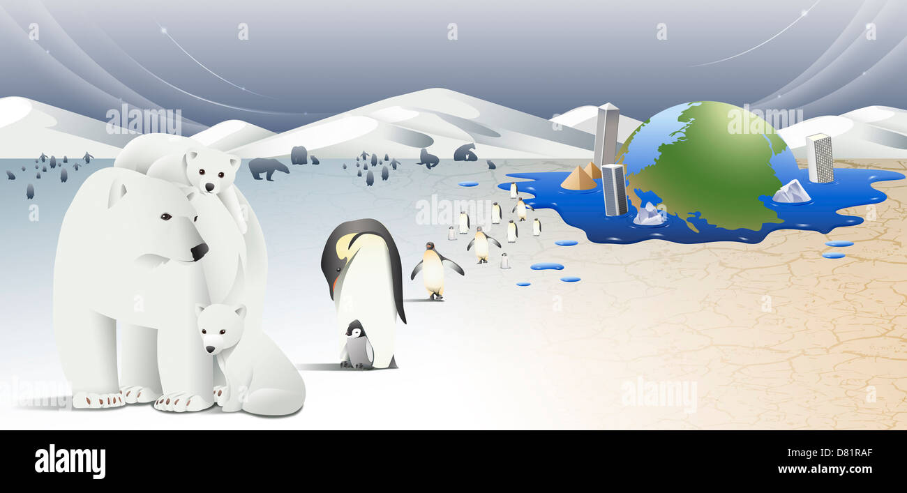 An illustration representing the impact of environmental damage Stock ...