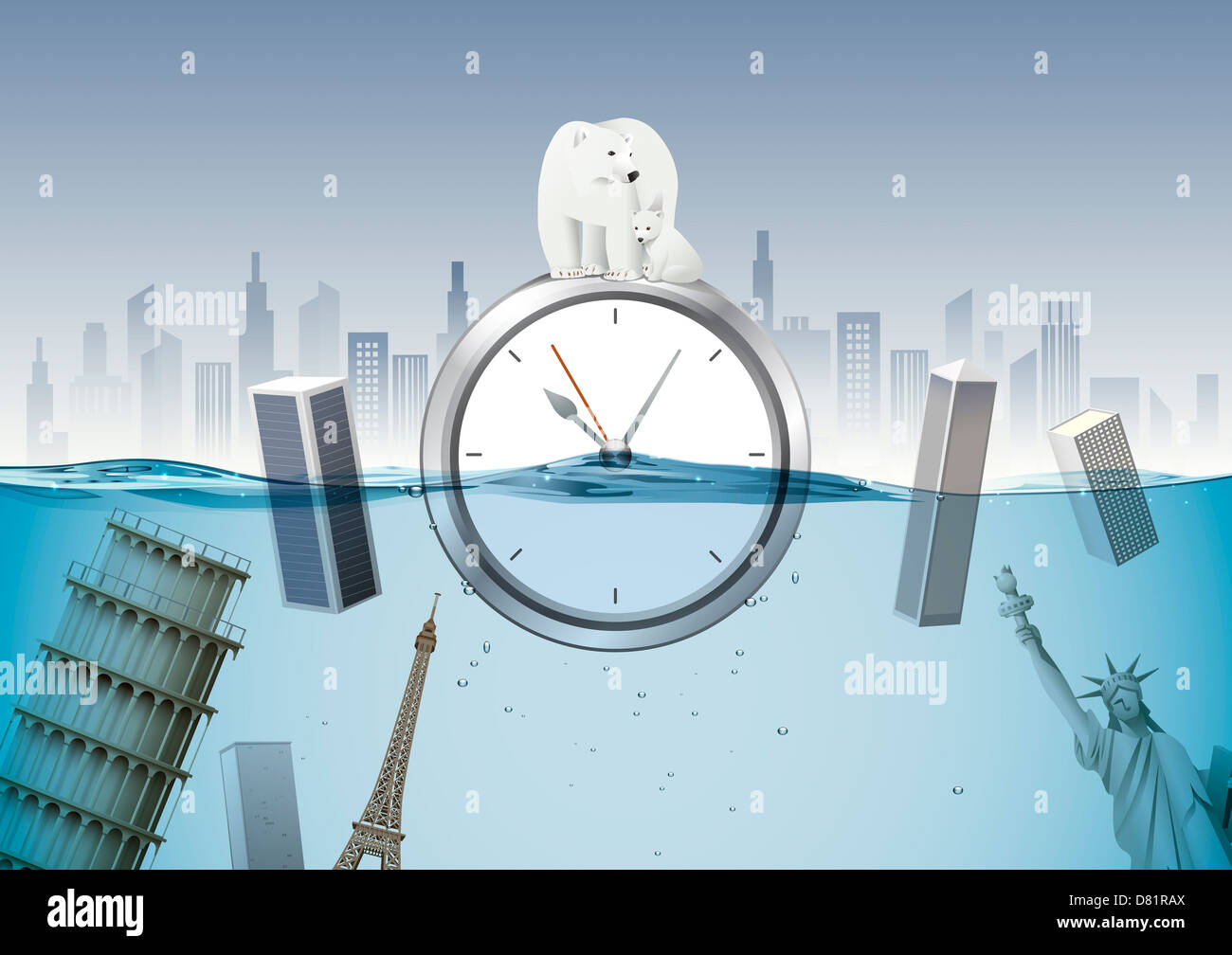 An illustration representing the impact of environmental damage Stock ...