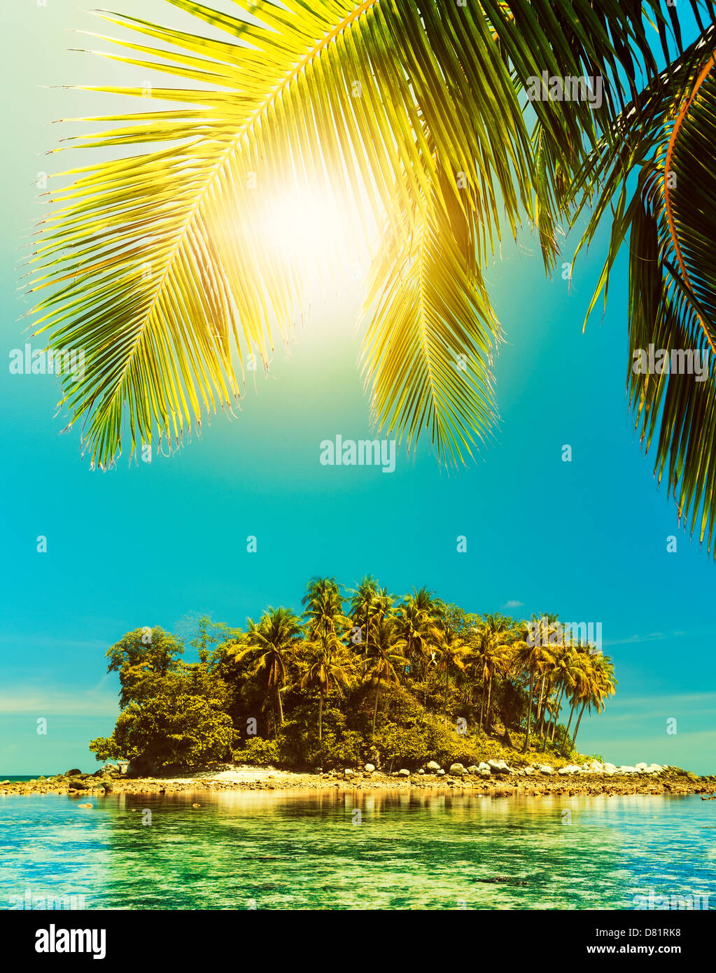 Idyllic tropical island in sunny day Stock Photo - Alamy