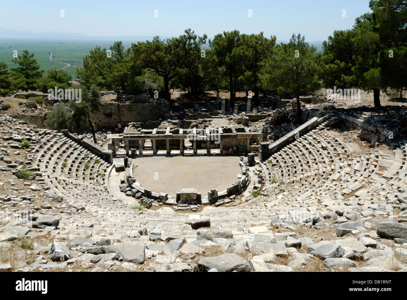 Priene. Turkey. Rear view of the 4th century BC theatre in Priene ...