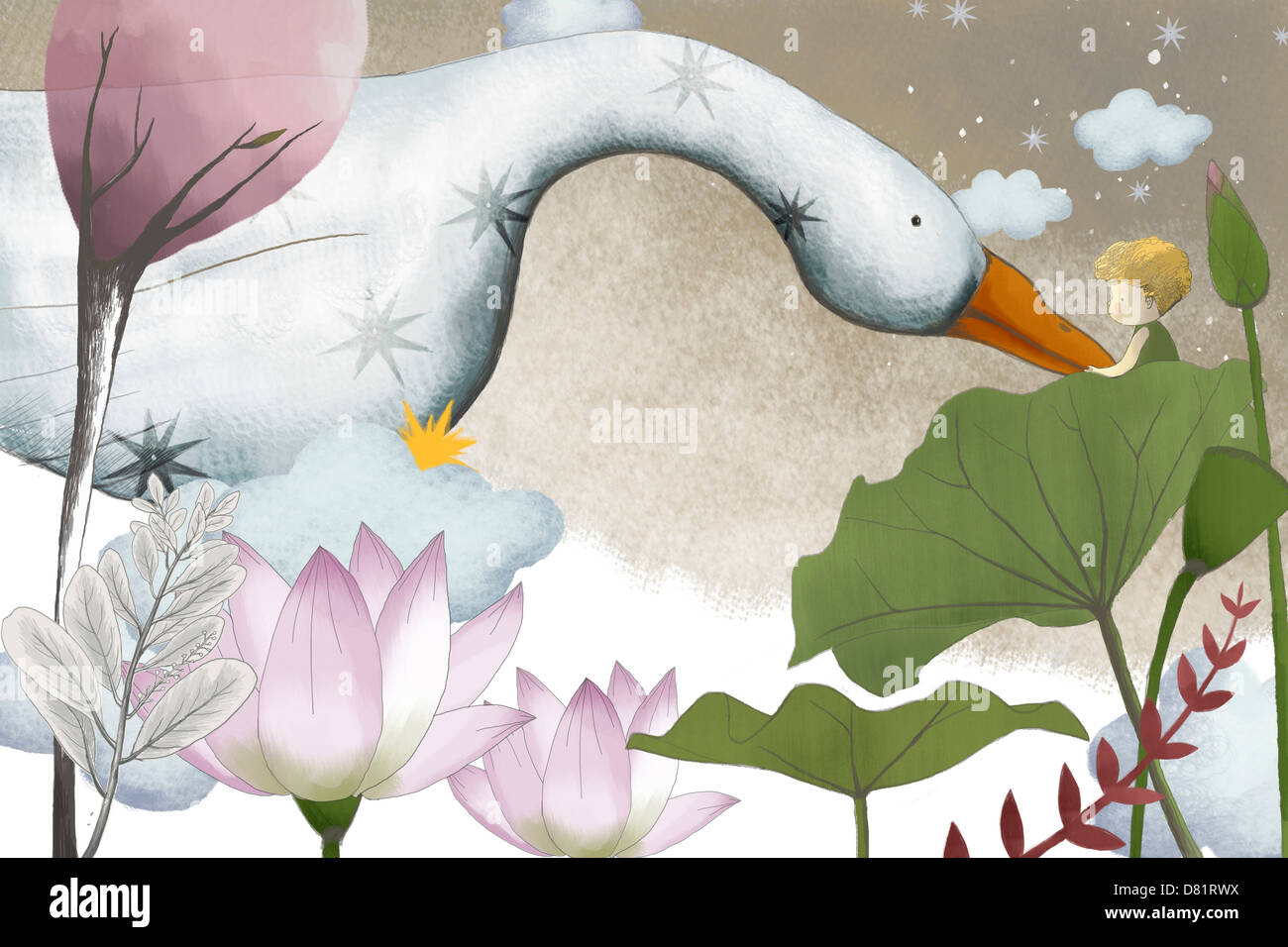 An abstract illustration of a nature scene Stock Photo - Alamy