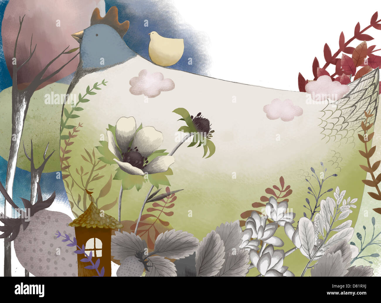 An abstract illustration of a nature scene Stock Photo - Alamy