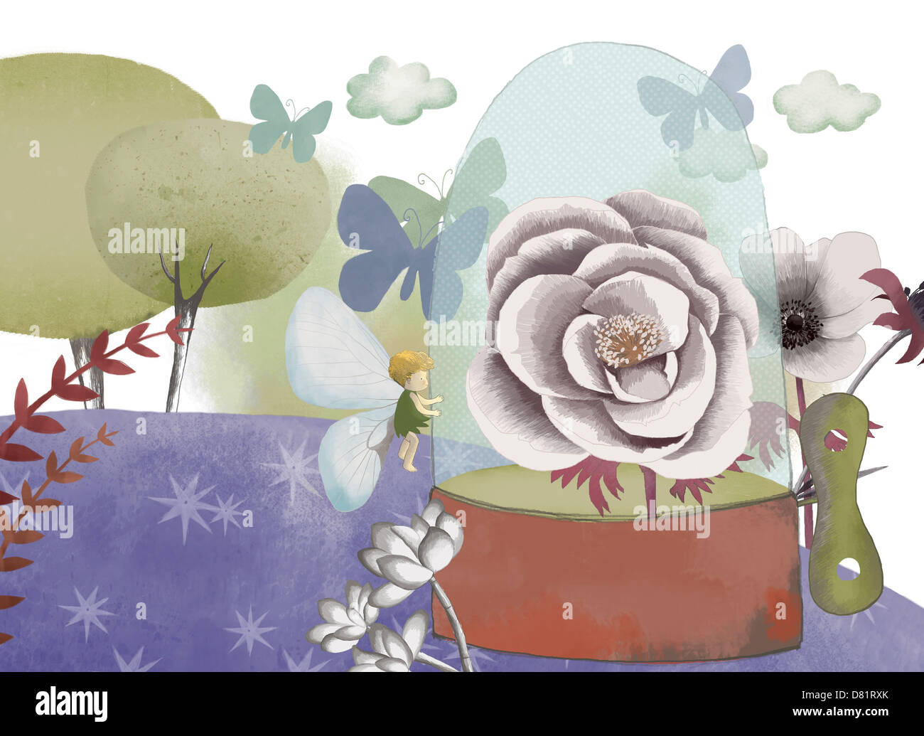 An abstract illustration of a nature scene Stock Photo - Alamy