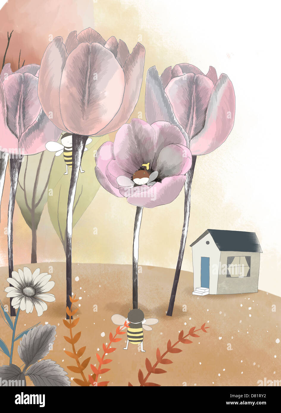 An abstract illustration of a nature scene Stock Photo - Alamy