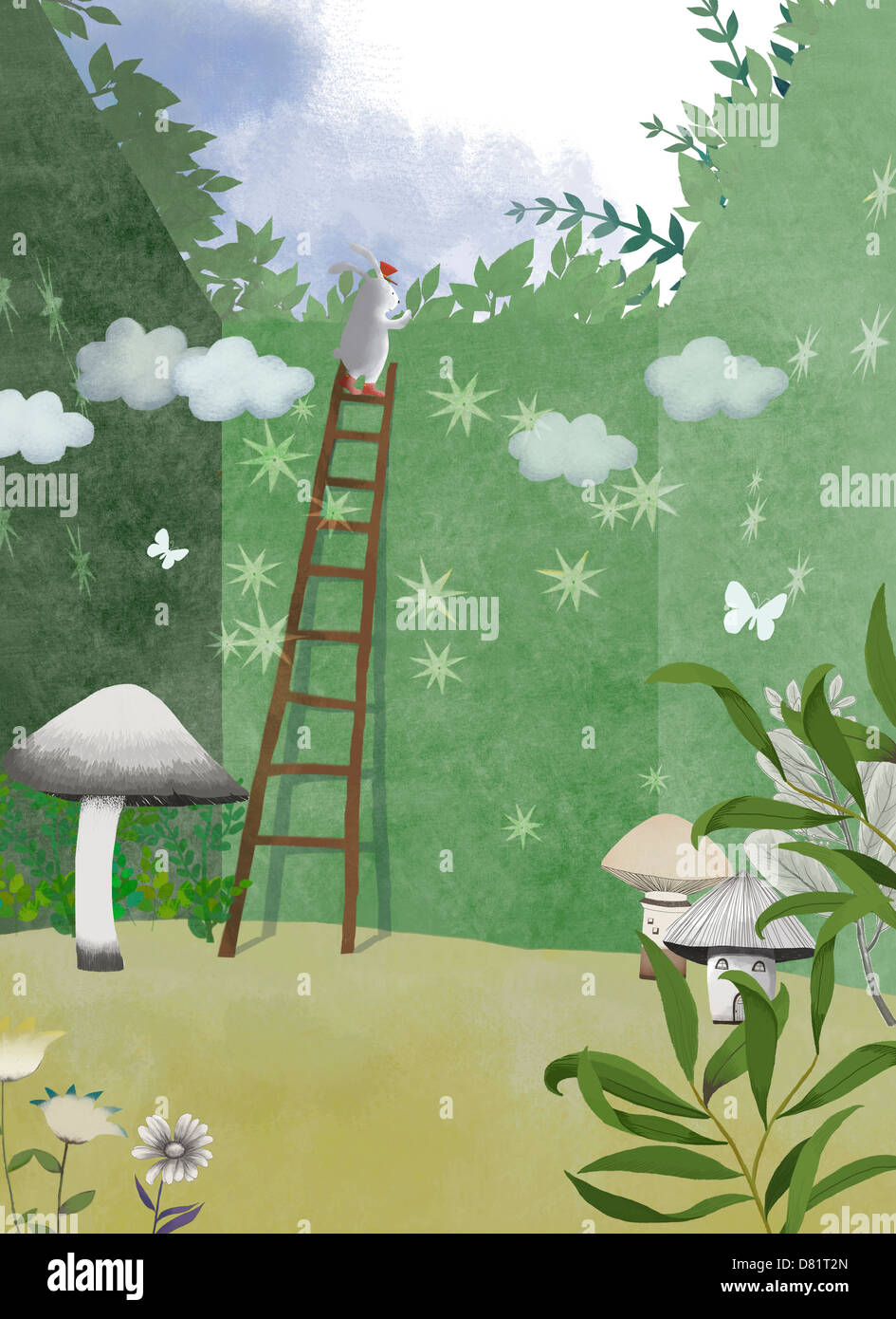 An abstract illustration of a nature scene Stock Photo - Alamy