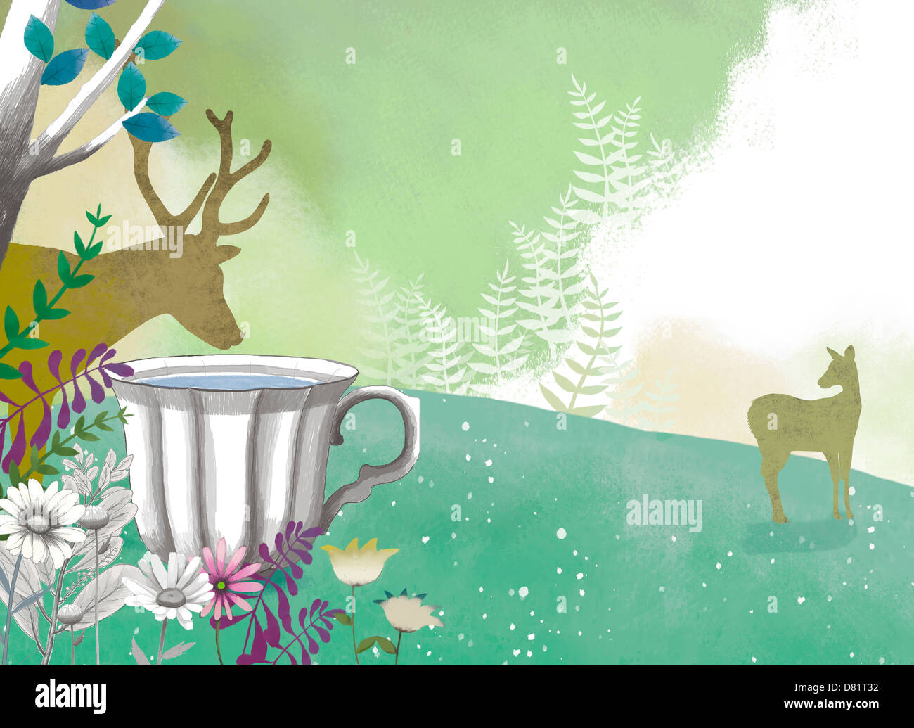 An abstract illustration of a nature scene Stock Photo - Alamy