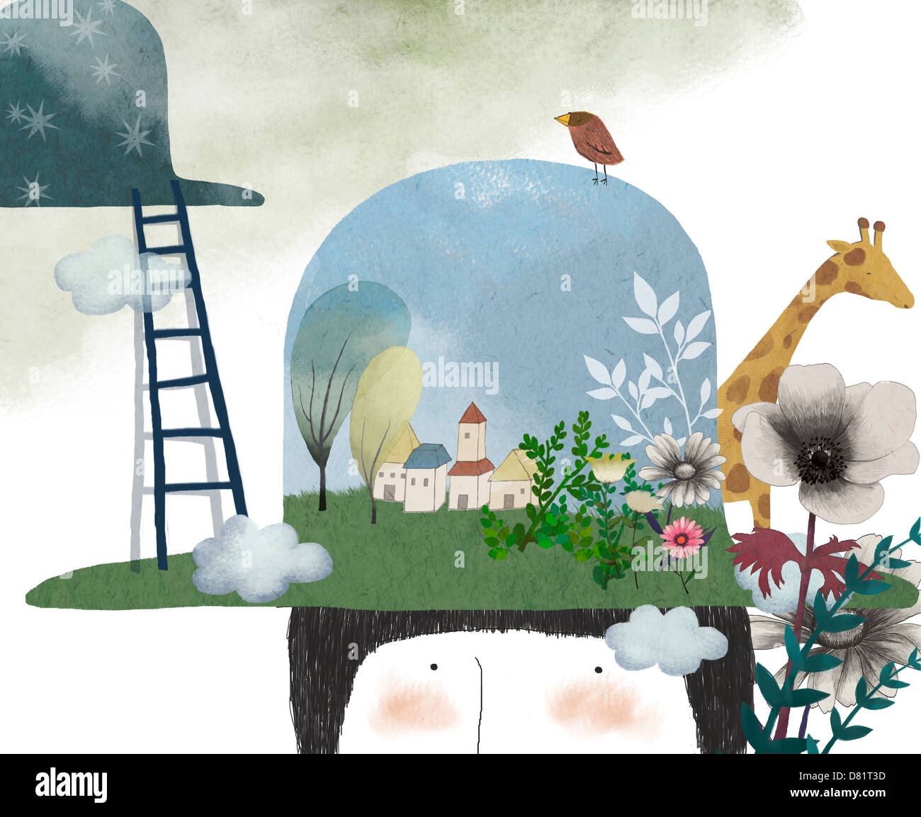 An abstract illustration of a nature scene Stock Photo - Alamy