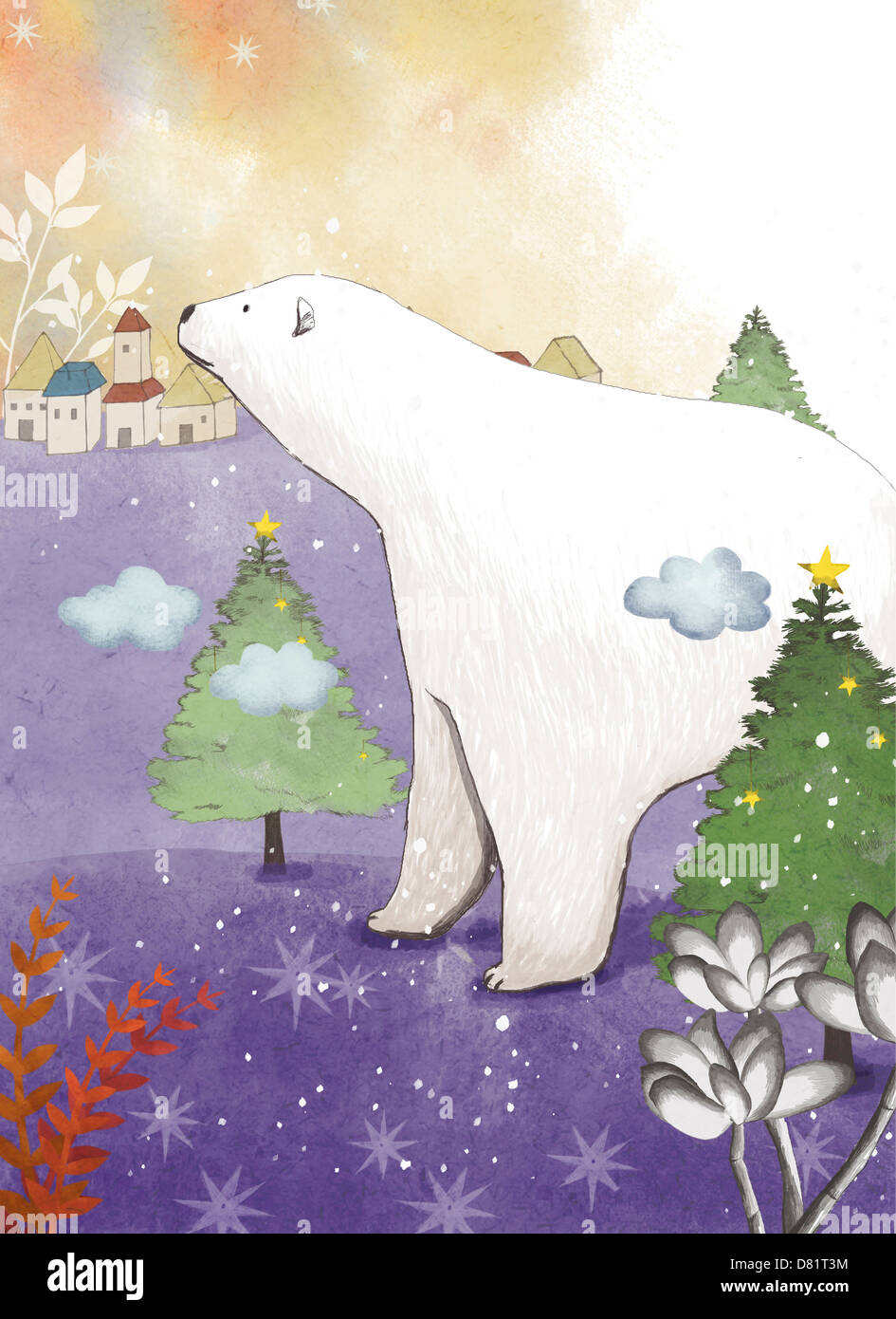 An abstract illustration of a nature scene Stock Photo - Alamy