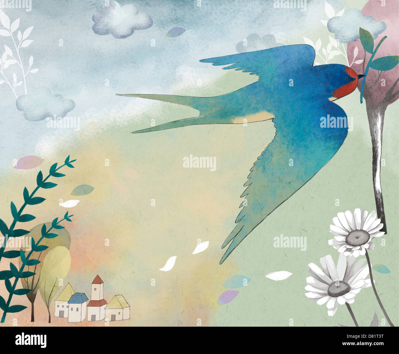 An abstract illustration of a nature scene Stock Photo - Alamy