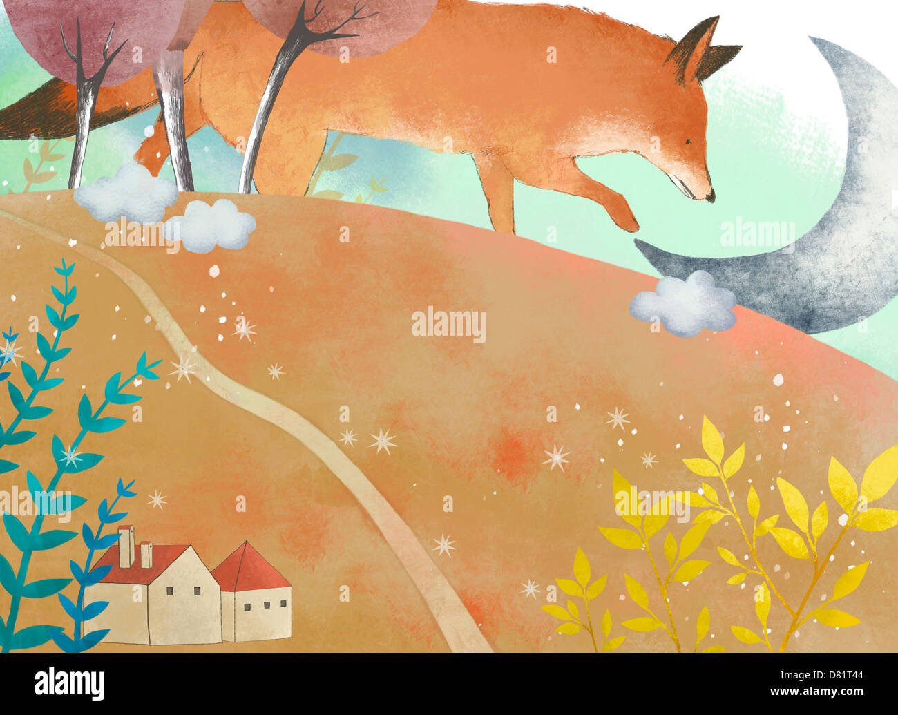 An abstract illustration of a nature scene Stock Photo - Alamy