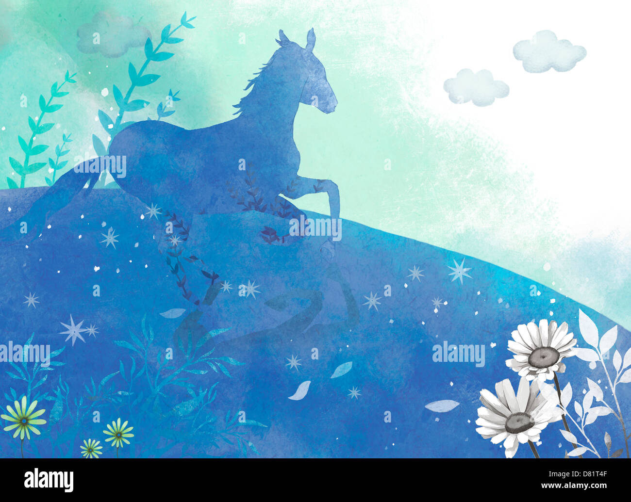 An abstract illustration of a nature scene Stock Photo - Alamy