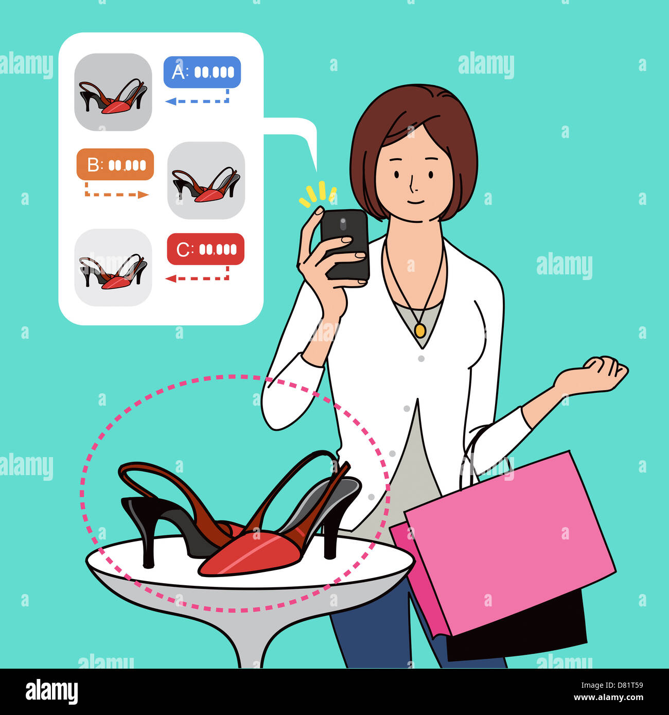 An illustration showing shopping technology Stock Photo - Alamy