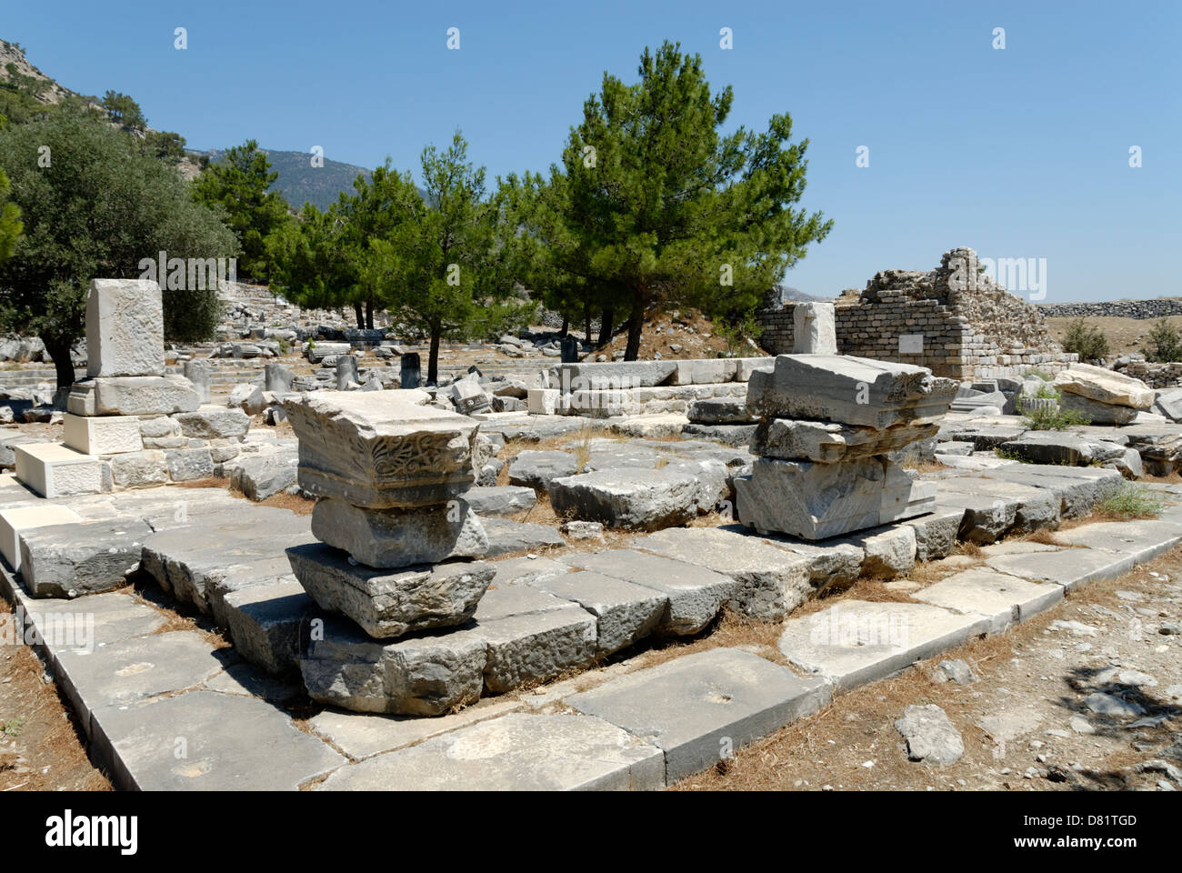Priene. Turkey. The ruins of the sanctuary of Zeus at Priene. The ...