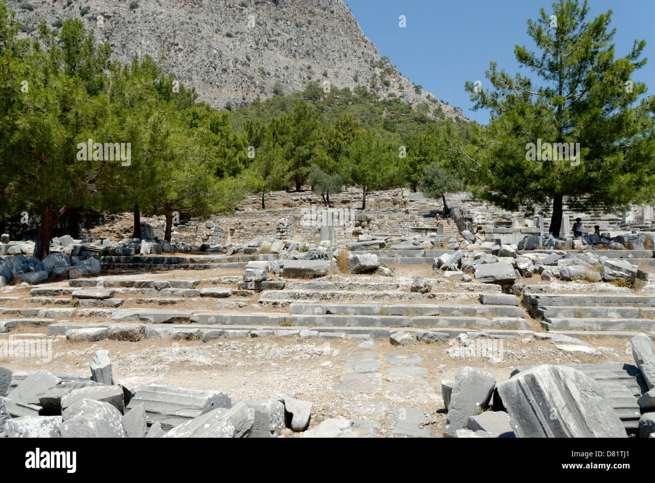 Priene. Turkey. The ruins of the mid 2nd century BC Sacred Stoa ...