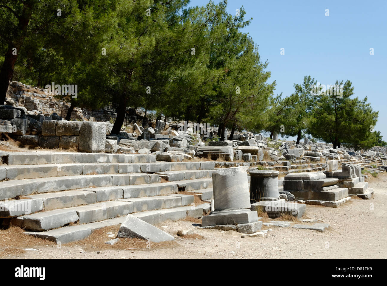 Priene. Turkey. The ruins of the mid 2nd century BC Sacred Stoa ...