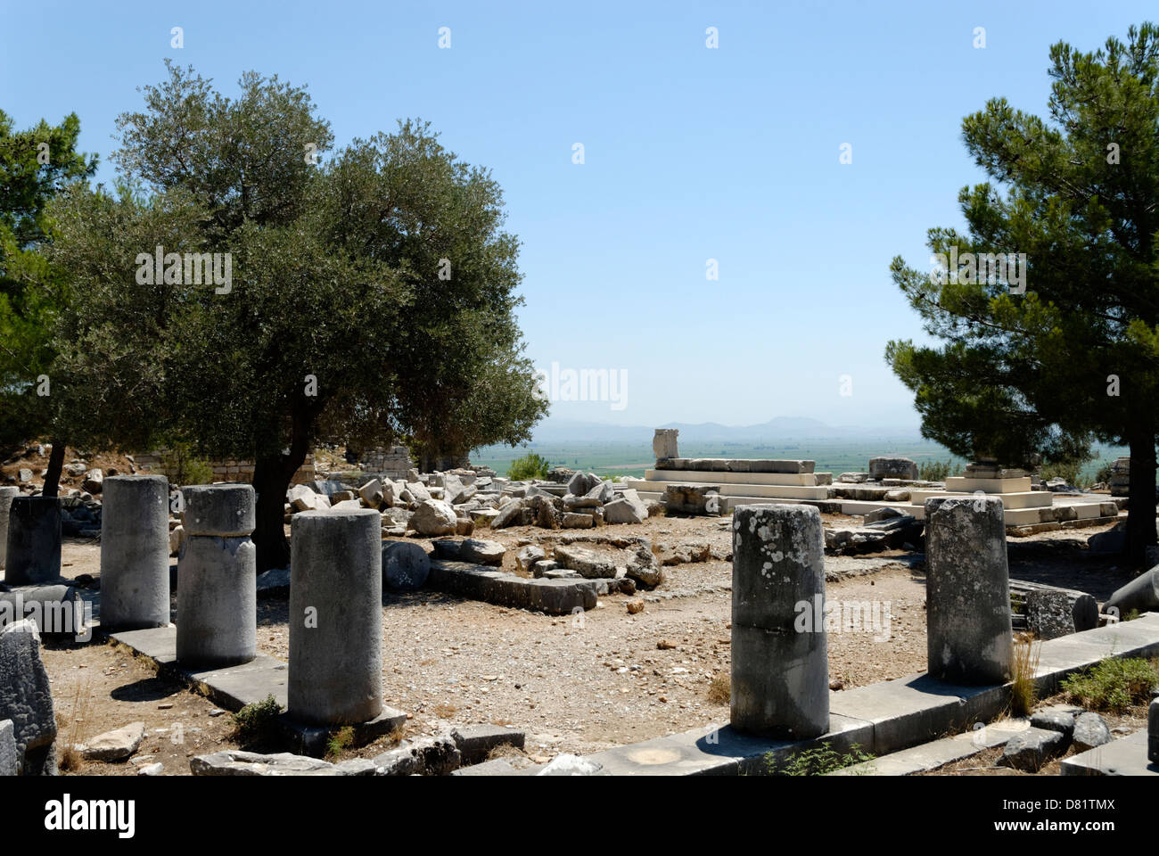Priene. Turkey. The ruins of the sanctuary of Zeus at Priene. The ...