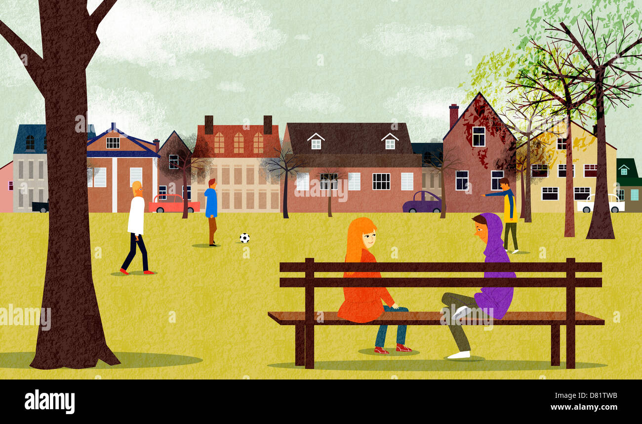 An illustration showing a city scene Stock Photo - Alamy