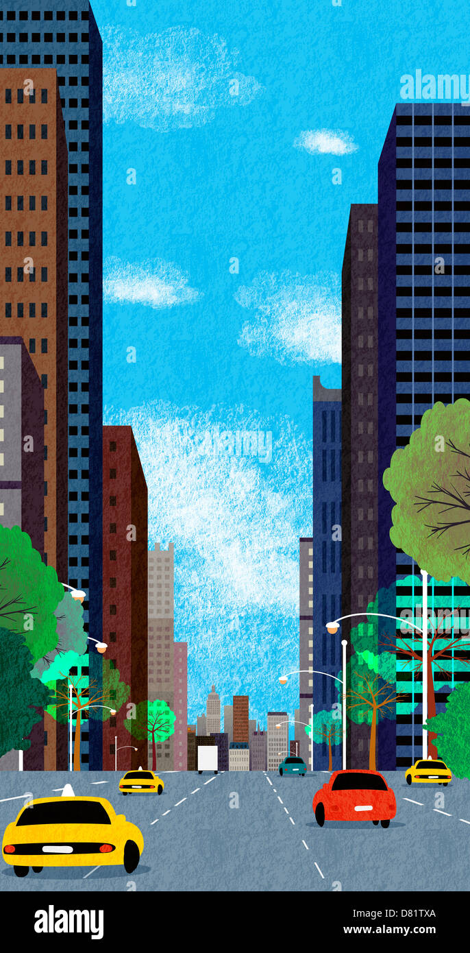 An illustration showing a city scene Stock Photo - Alamy