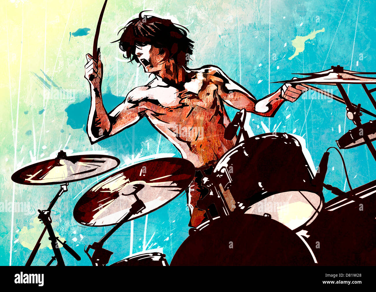 A graphic design illustration of a musican Stock Photo - Alamy