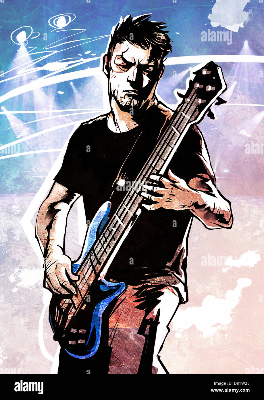 A graphic design illustration of a musican playing guitar Stock Photo ...