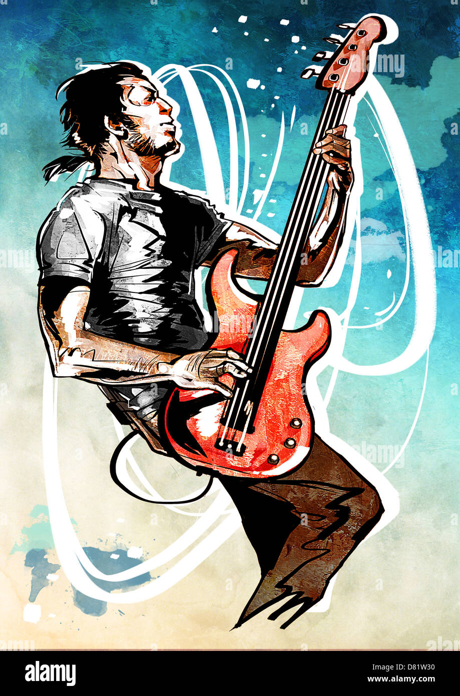 A graphic design illustration of a musican playing guitar Stock Photo ...