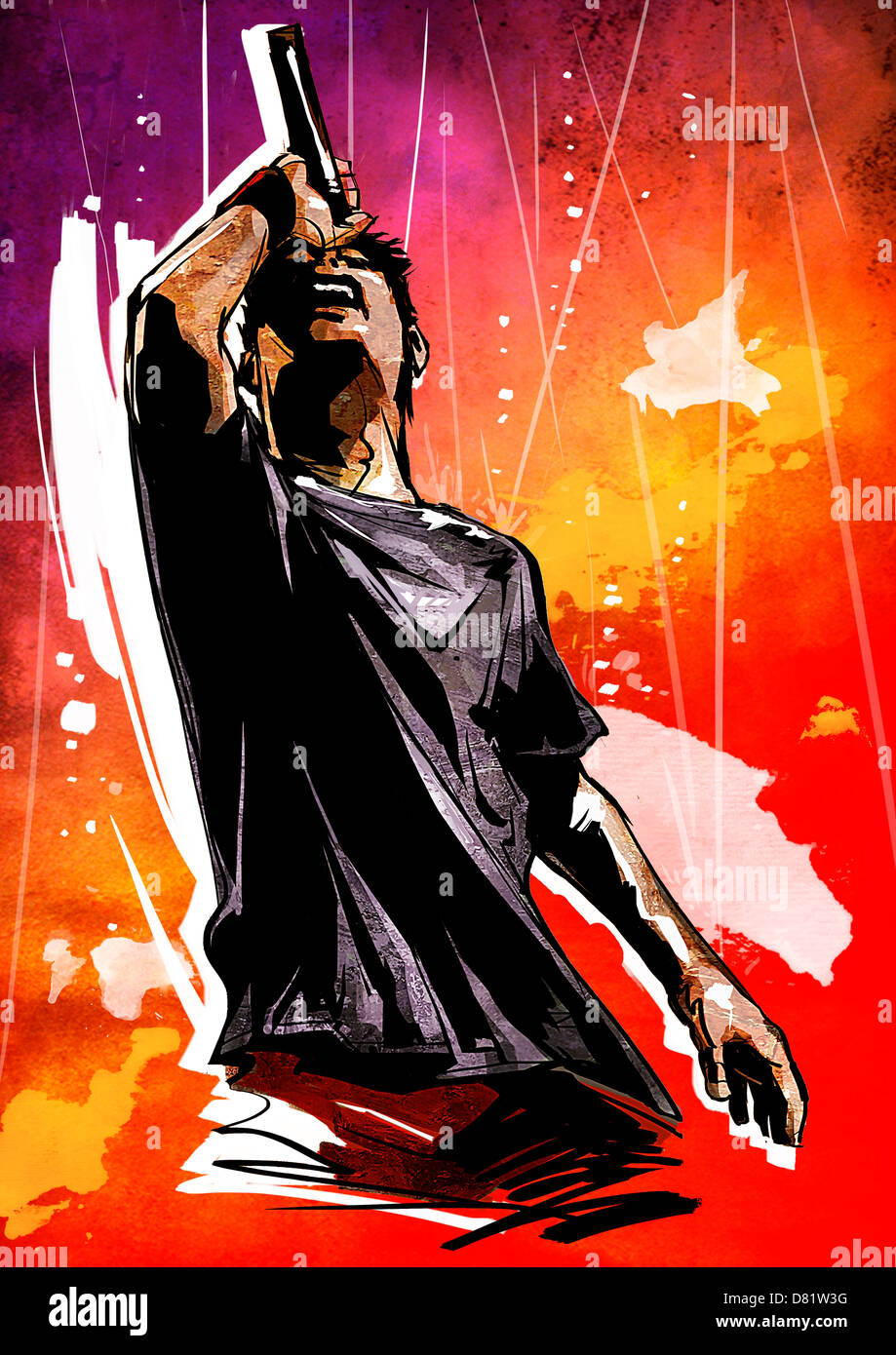 A graphic design illustration of a musican singing Stock Photo - Alamy