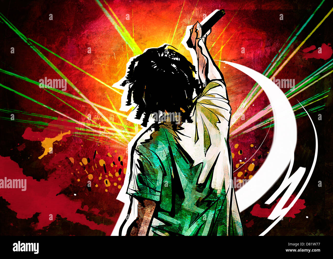 A graphic design illustration of a musican singing Stock Photo - Alamy