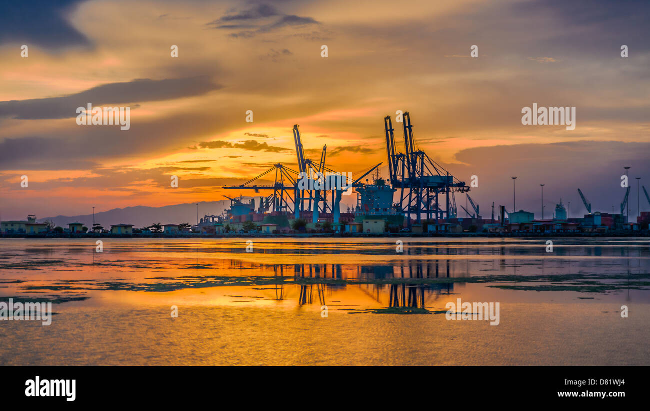 A beautiful sunset over the port of Djibouti on the Red sea Stock Photo ...
