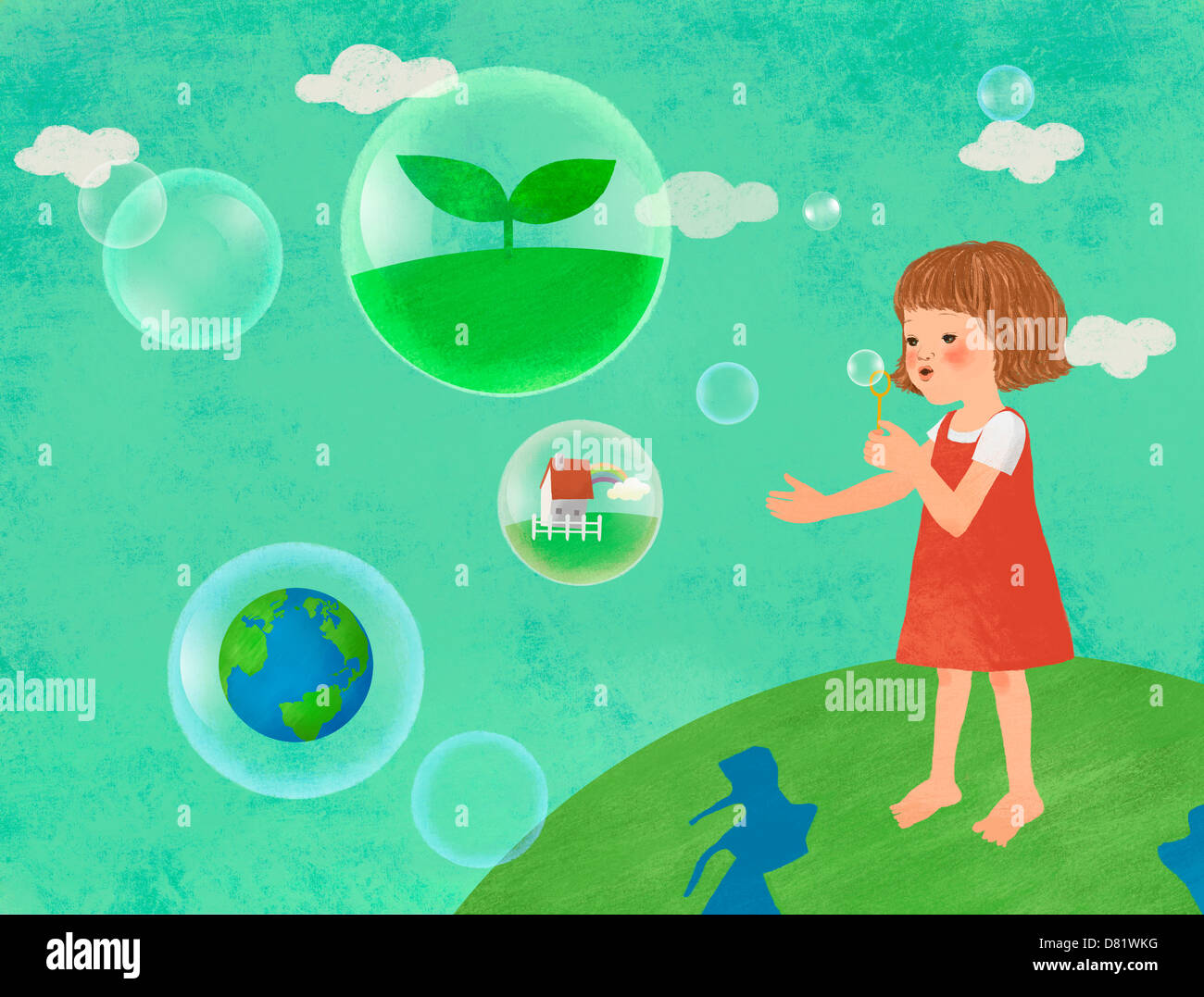 An illustration showing children engaging in an environmental issue ...