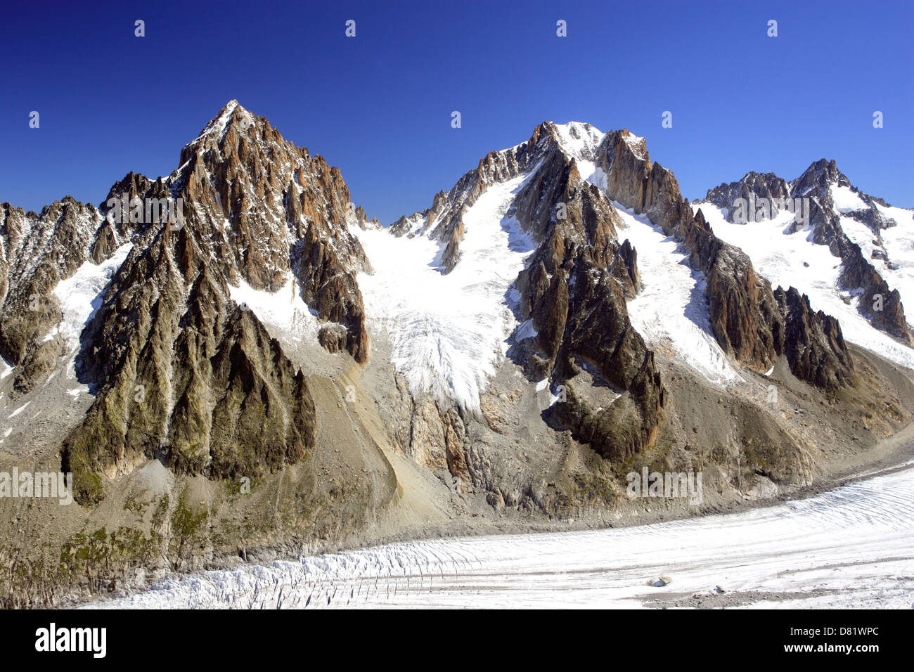 Aiguille du Chardonnet ( left ), Aiguille d Argentiere ( right ) and ...