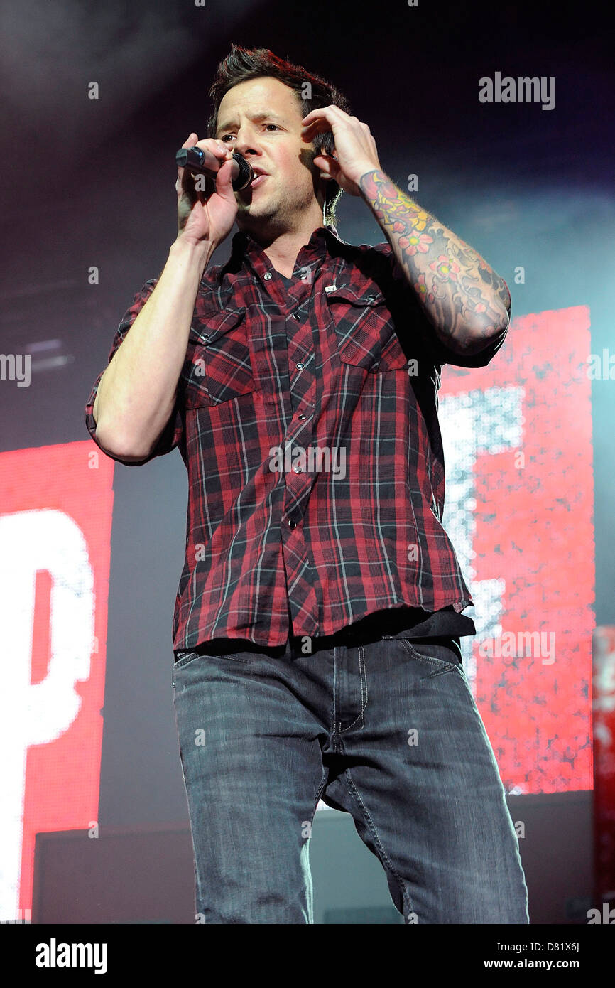 Pierre Bouvier Simple Plan performs on stage at The Air Canada Centre ...