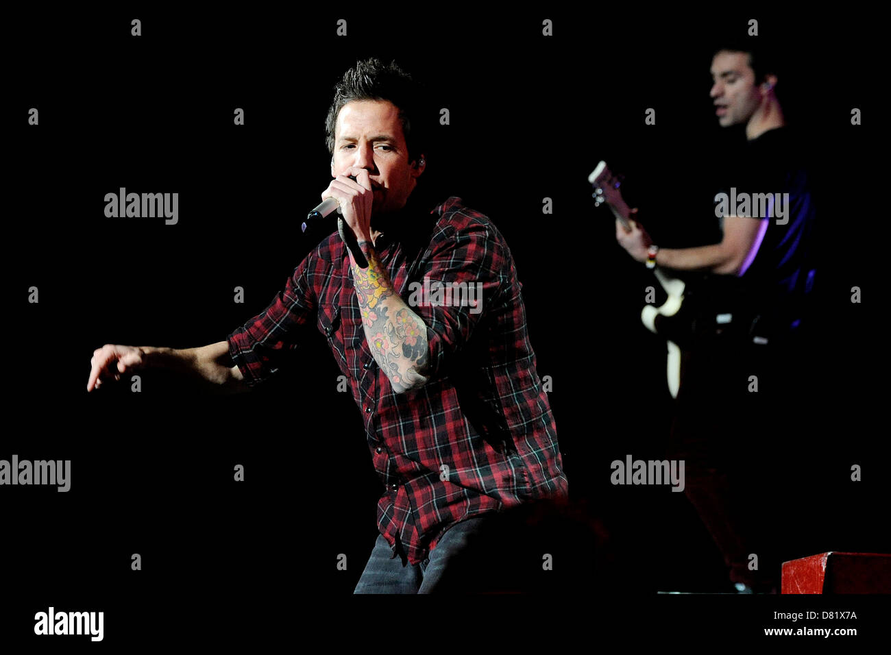 Pierre Bouvier Simple Plan performs on stage at The Air Canada Centre ...