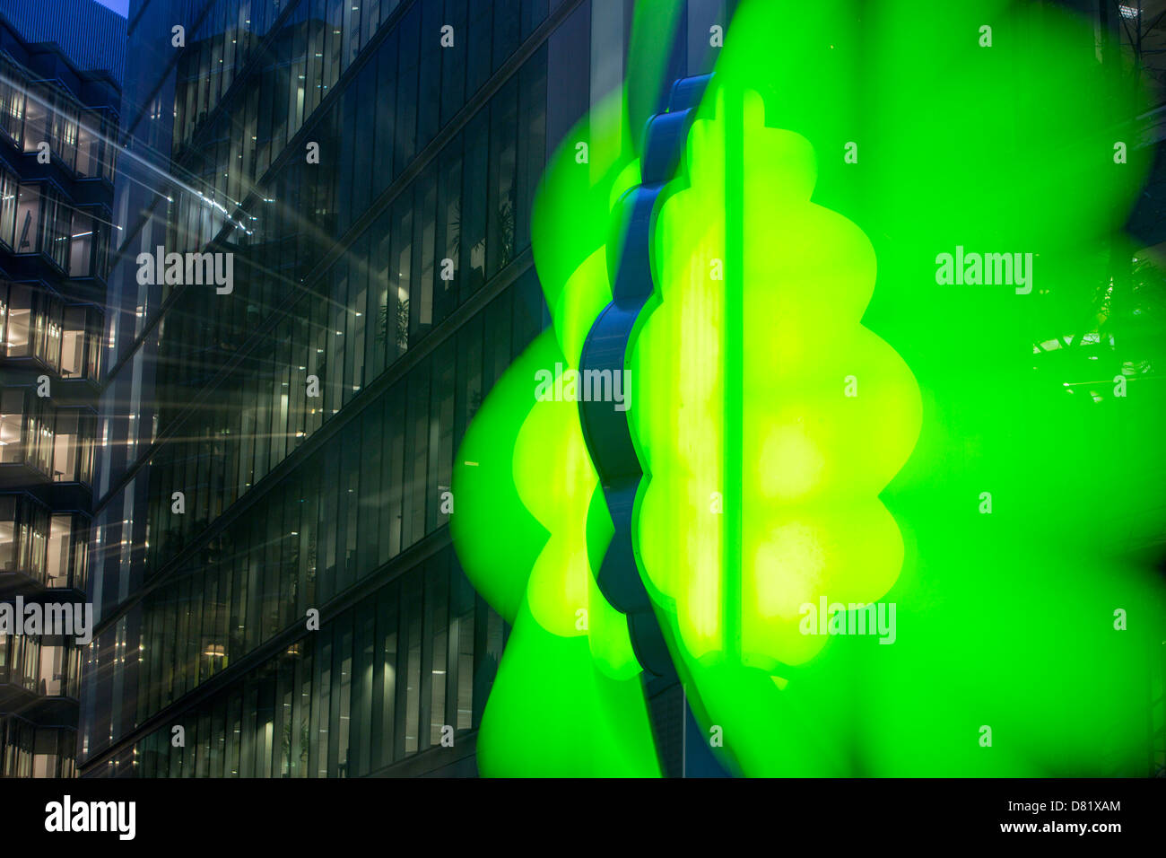 A green tree sculpture at More London, Thames embankment, London, UK ...