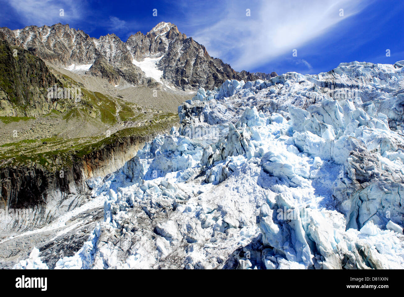 The Argentière Glacier and the Aiguille du Chardonnet ( 3824 m ) Argentiere, Chamonix Valley ...