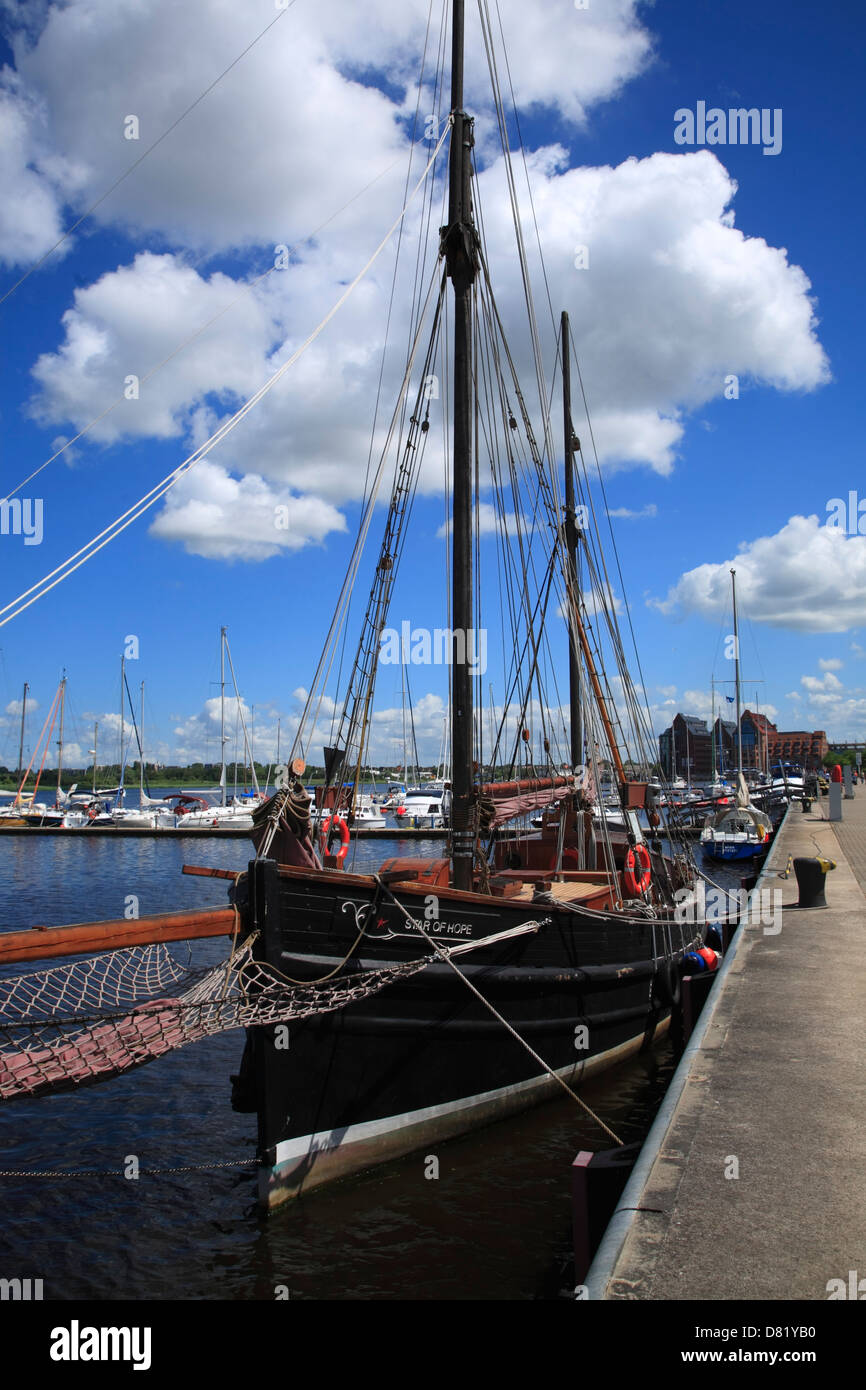 Sailing ship at Rostock harbor, Mecklenburg, Germany Stock Photo - Alamy