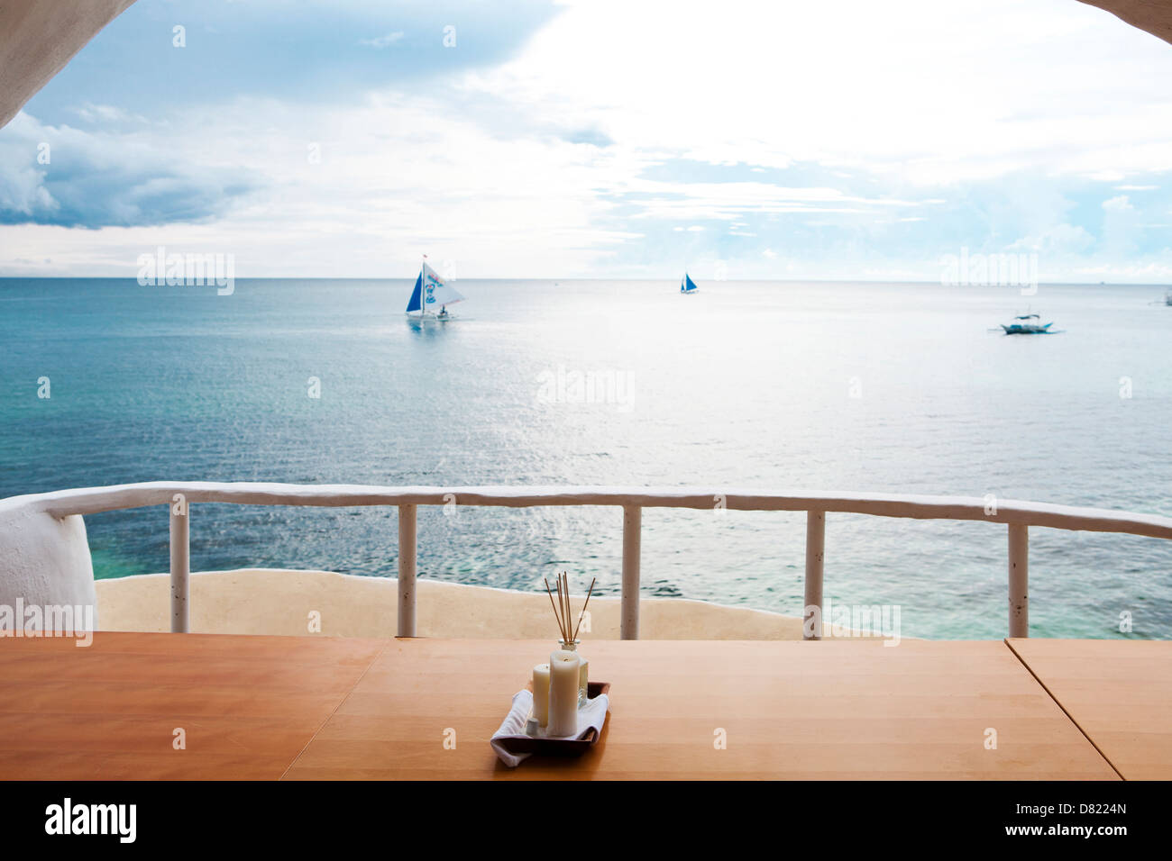 A scenic view of boats and the ocean Stock Photo - Alamy