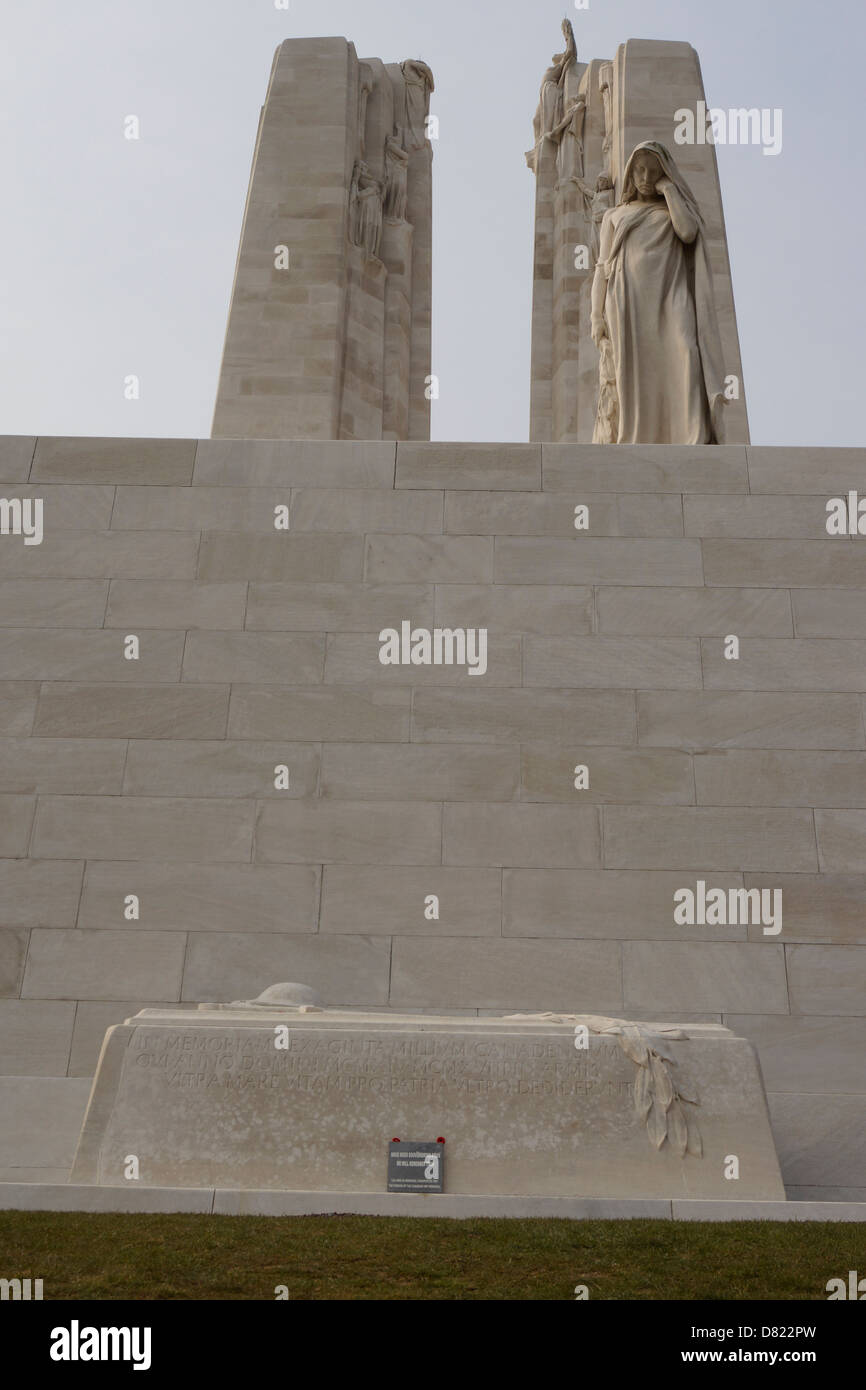 Canadian Memorial, Vimy Ridge showing, 'Mourning Canada' looking ...