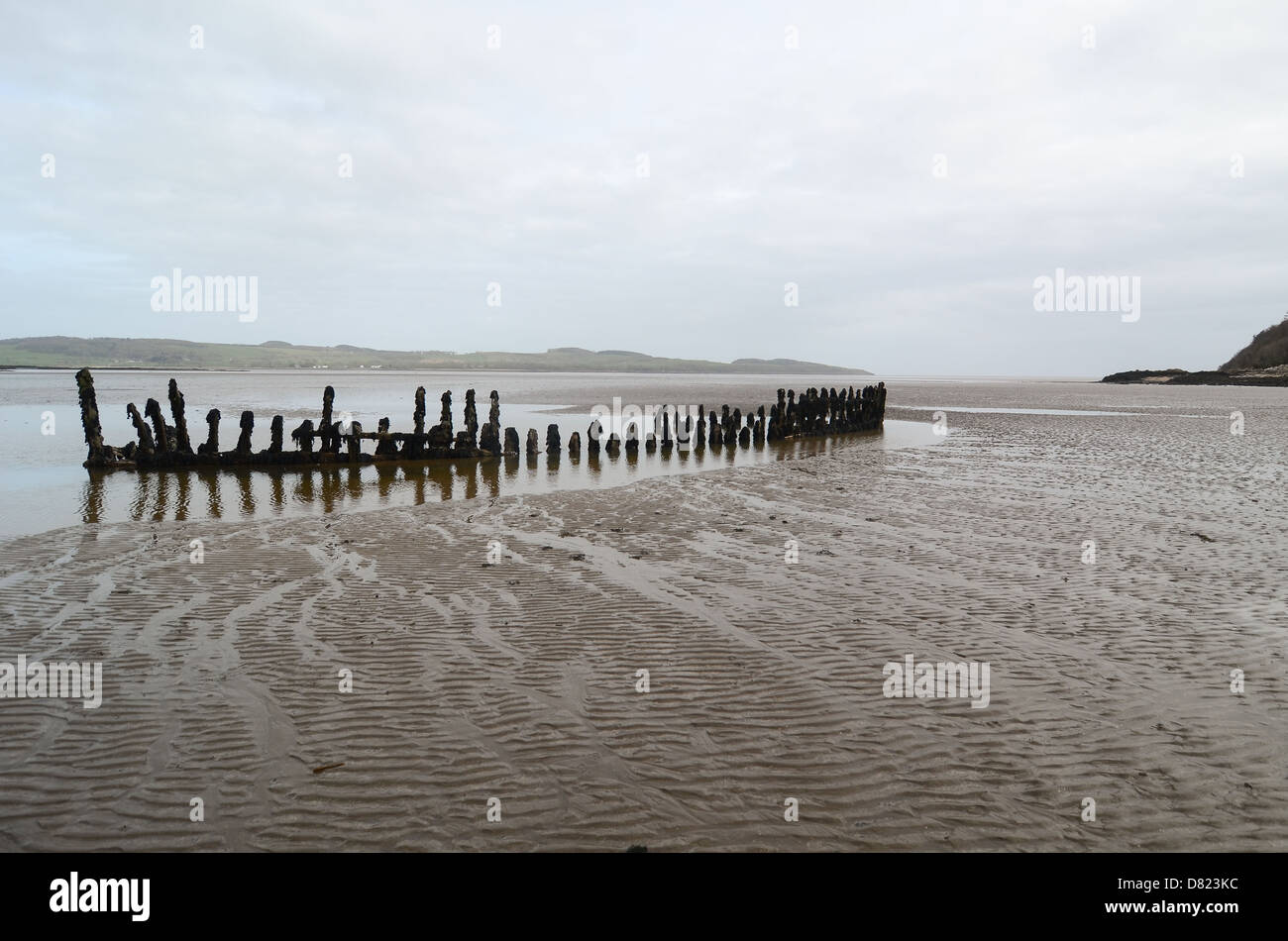 The remains of the schooner Monreith, which sank in Kirkcudbright Bay ...