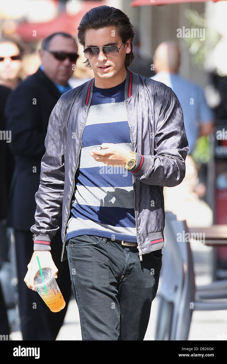 Scott Disick filming at The Shave in Beverly Hills Beverly Hills ...