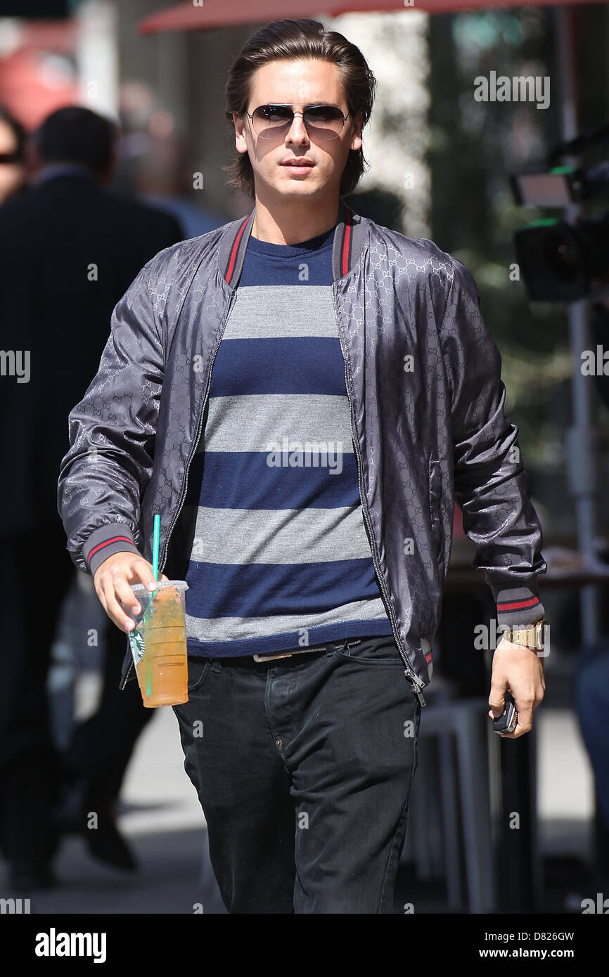 Scott Disick filming at The Shave in Beverly Hills Beverly Hills ...