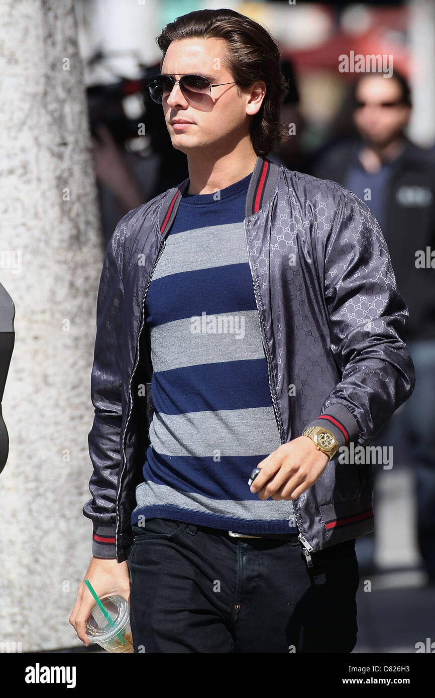Scott Disick filming at The Shave in Beverly Hills Beverly Hills ...