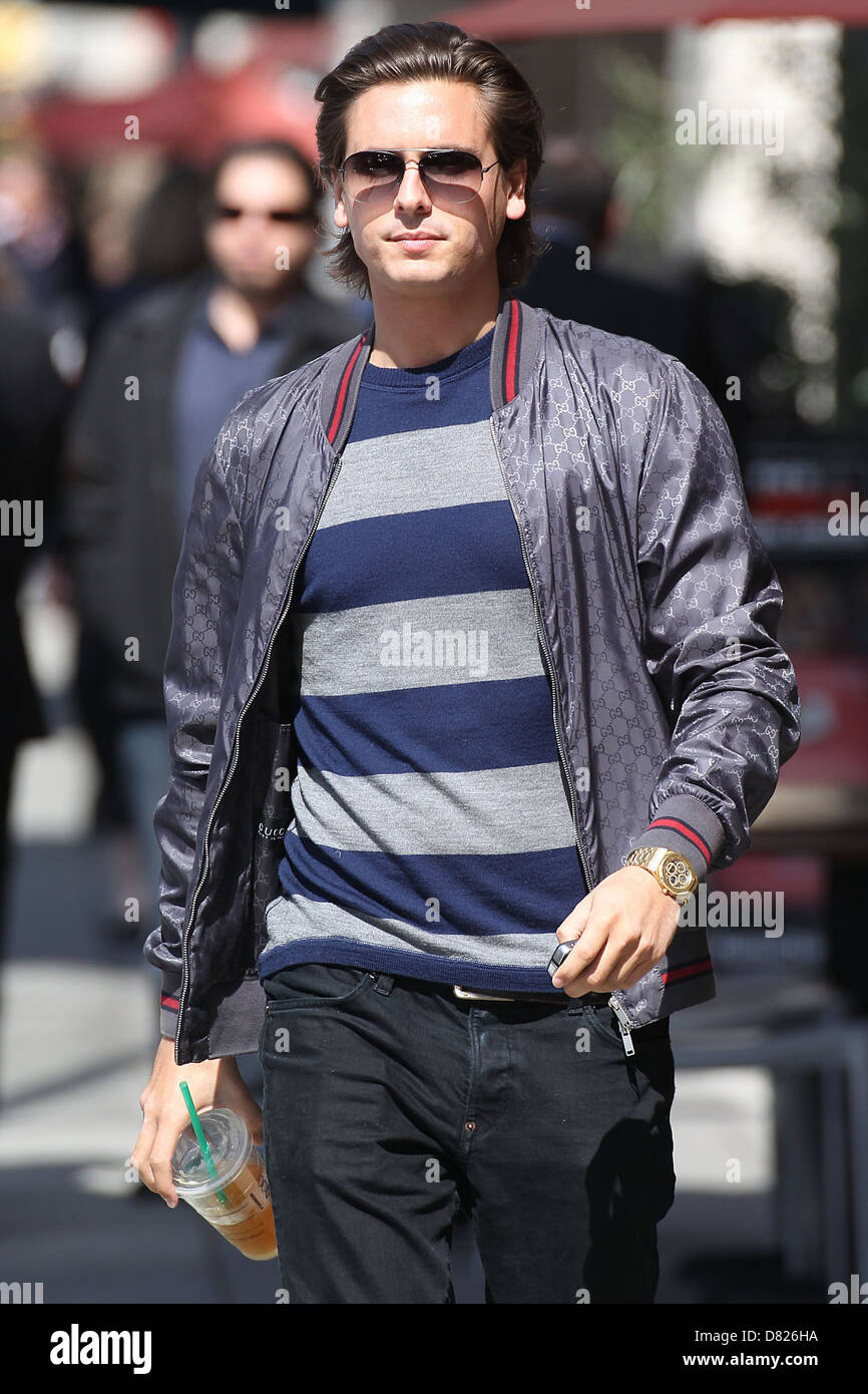 Scott Disick filming at The Shave in Beverly Hills Beverly Hills ...