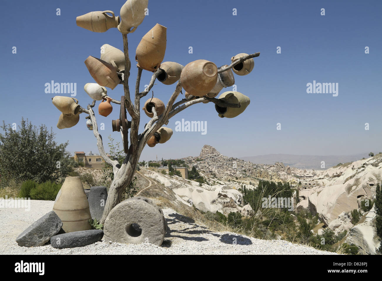 A jar tree with Uchisar in background. Cappadocia Turkey Stock Photo ...