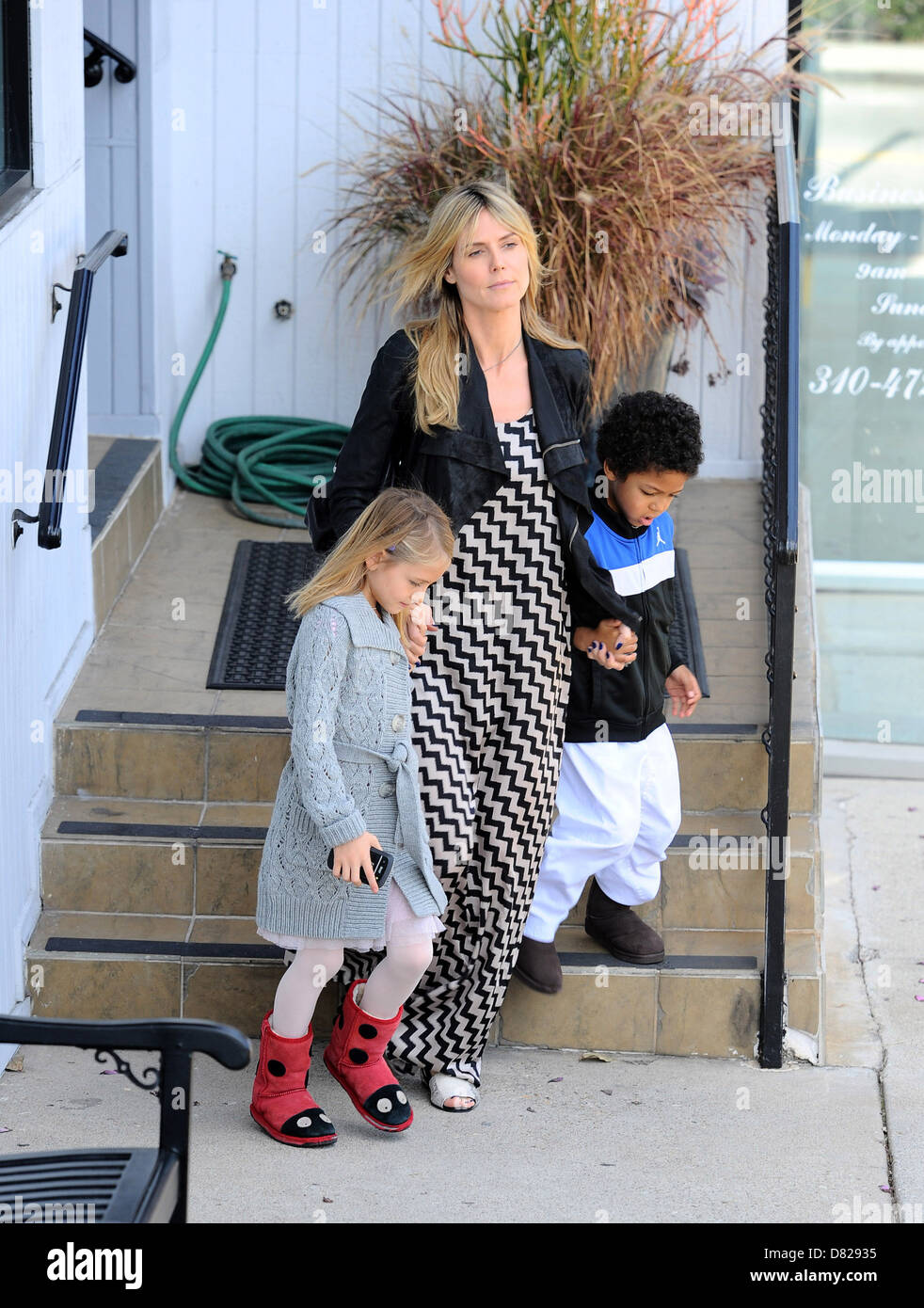 Heidi Klum walking with her children Henry Samuel and Leni Samuel in ...