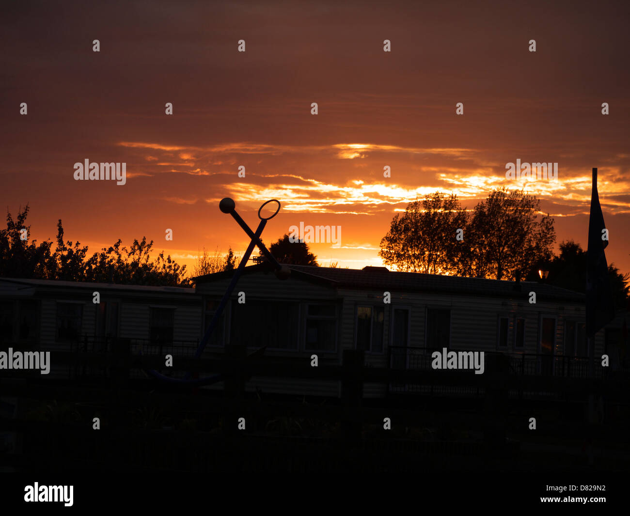 Sunset over the Blue Anchor "Tower Vans" caravan site,Mablethorpe ...