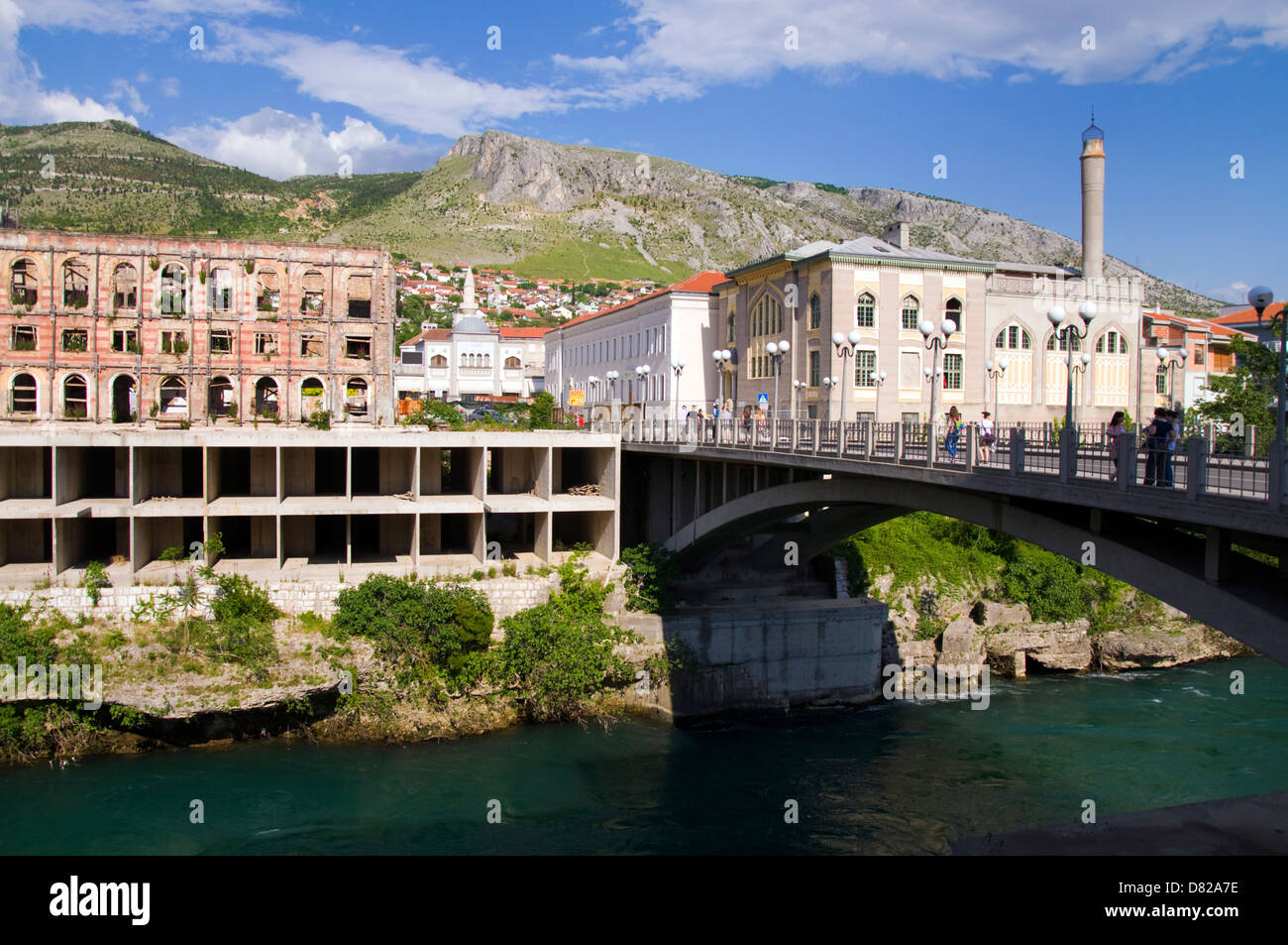 Titov Most bridge over the river Neretva in Mostar Bosnia Herzegovina ...