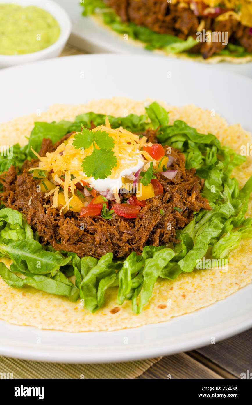 Beef Tacos - Mexican shredded beef tacos in soft corn tortillas served ...