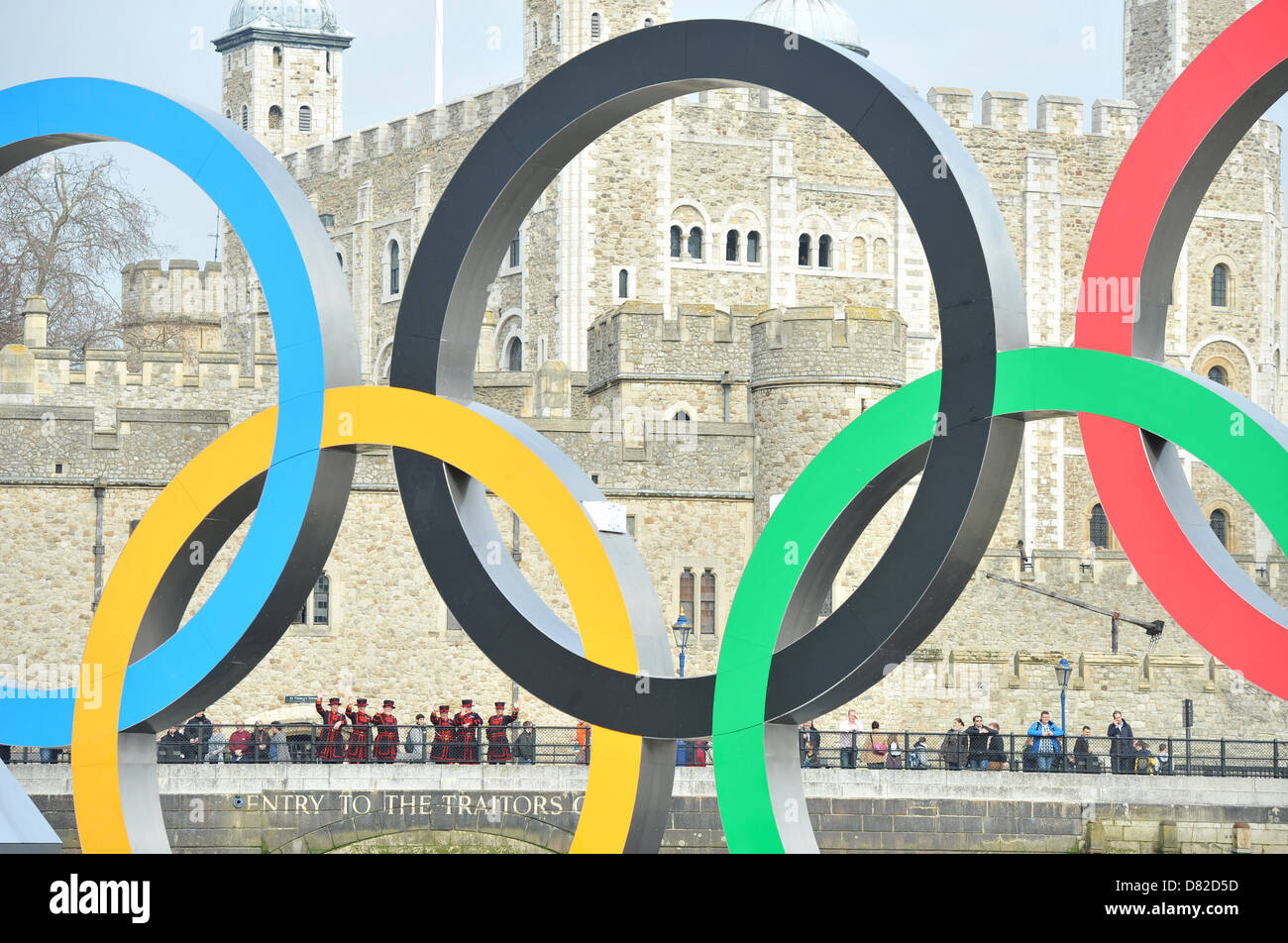Olympic Rings on The River Thames - launch. London, England - 28.02.12 ...