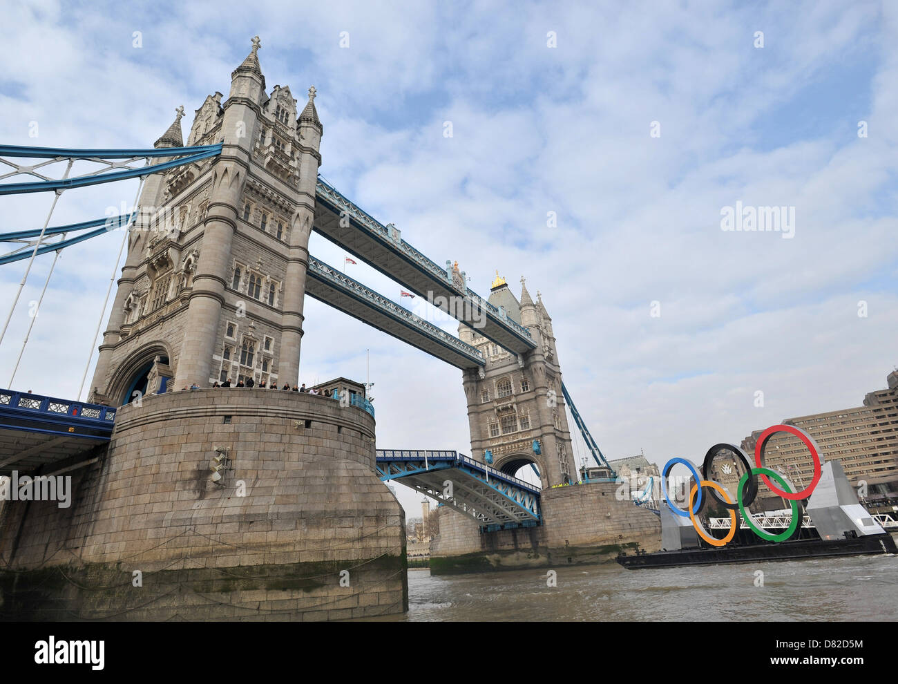 Olympic Rings on The River Thames - launch. London, England - 28.02.12 ...