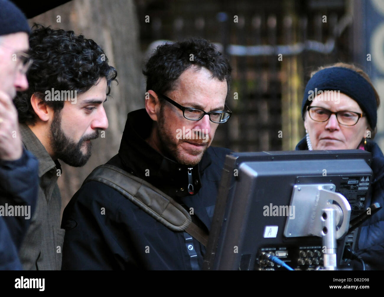 Ethan Coen and Oscar Isaac On the set of 'Inside Llewyn Davis' on ...